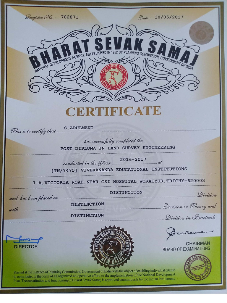 Survey Certificate | PDF