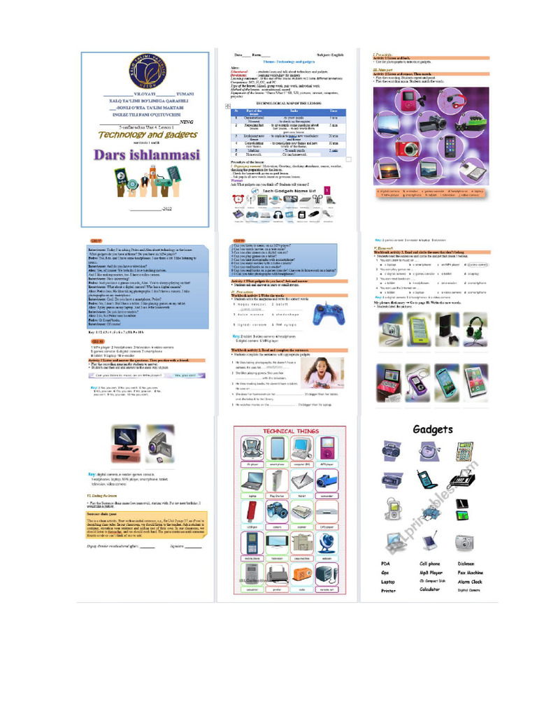 5 Sinf. Unit 4. Technology and Gadgets Demo | PDF