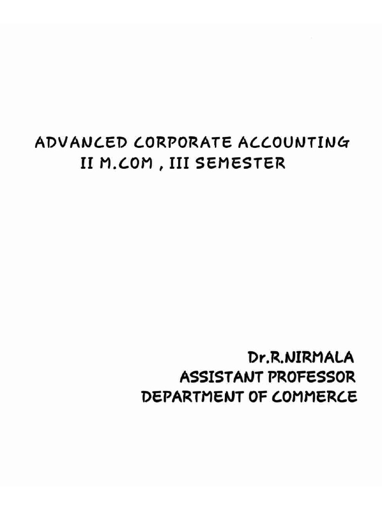 LL MCOM Advanced Corporate Accounting | PDF