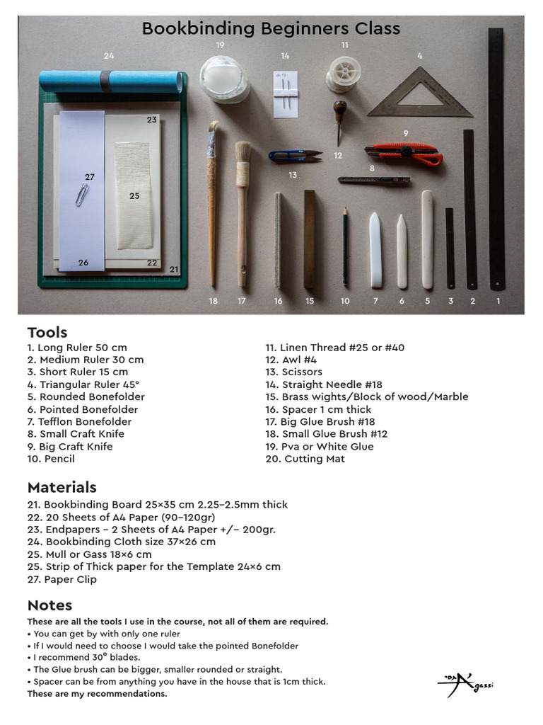 Essential Tools for Bookbinding Class | PDF