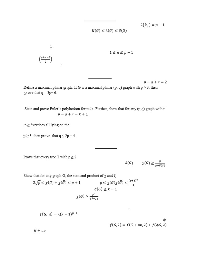 Graph Theory Concepts and Proofs | PDF | Graph Theory | Mathematical Concepts