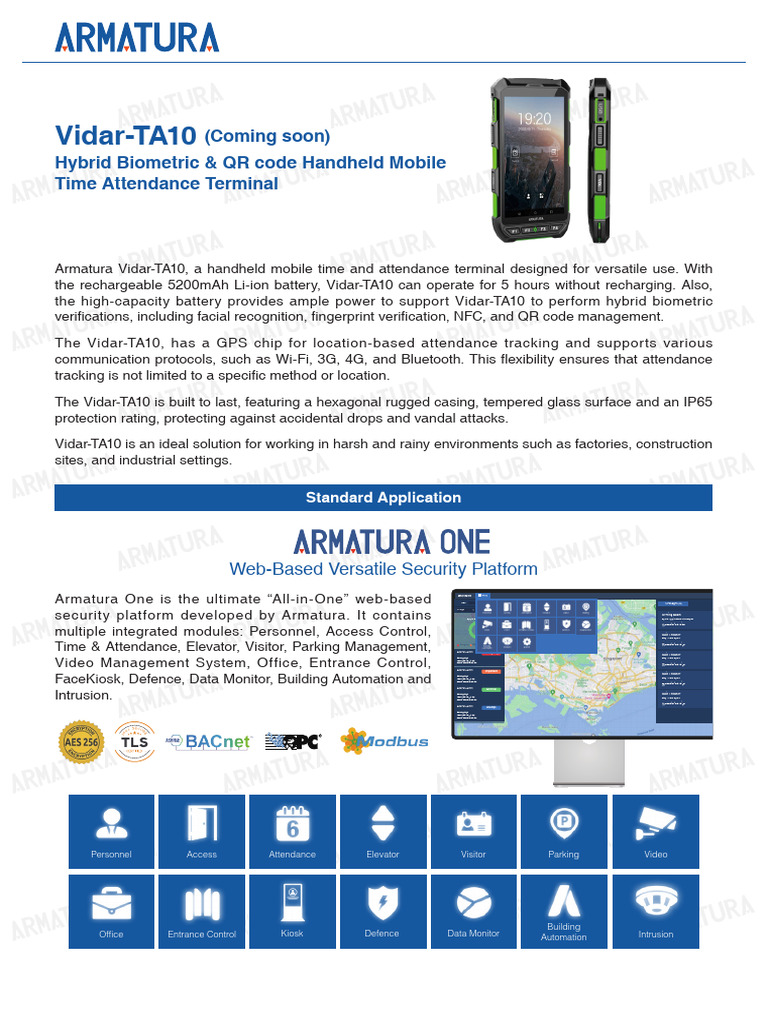 Vidar-TA10 Hybrid Biometric & QR Code Handheld Mobile Datasheet ...