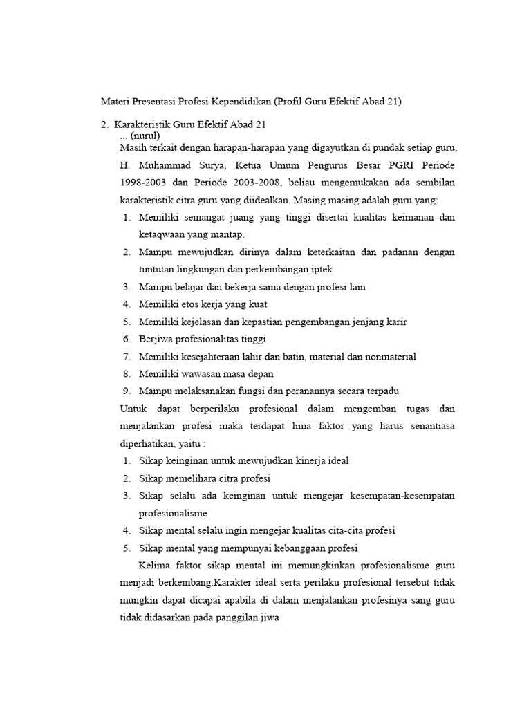 Materi Presentasi Profesi Kependidikan | PDF