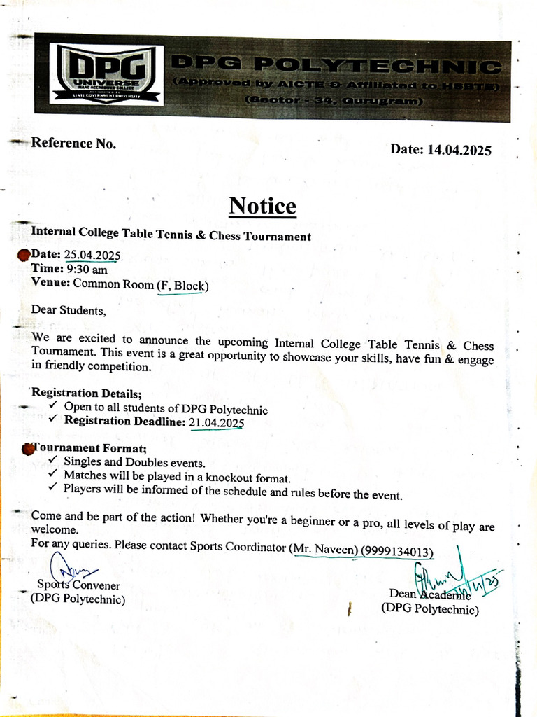 Sports Notice-1 | PDF