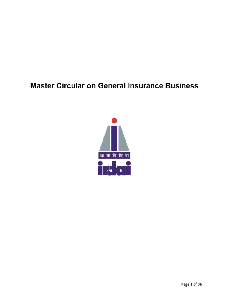 IRDAI Master Circular on General Insurance | PDF | Guarantee | Insurance