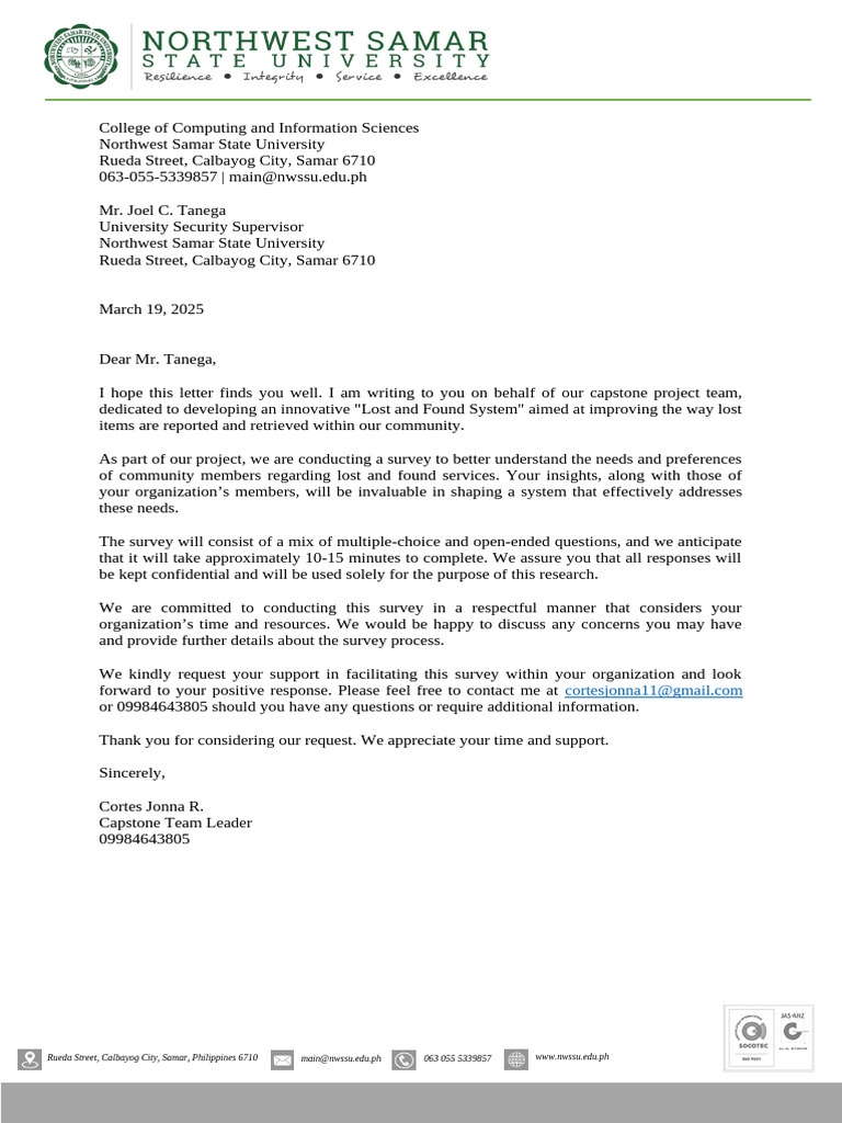 Lost&found System Letter | PDF