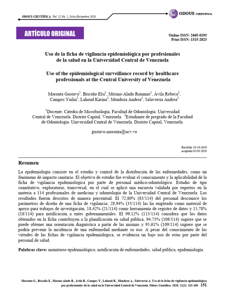 Uso de La Ficha de Vigilancia Epidemiolo | PDF | Epidemiología | Vigilancia
