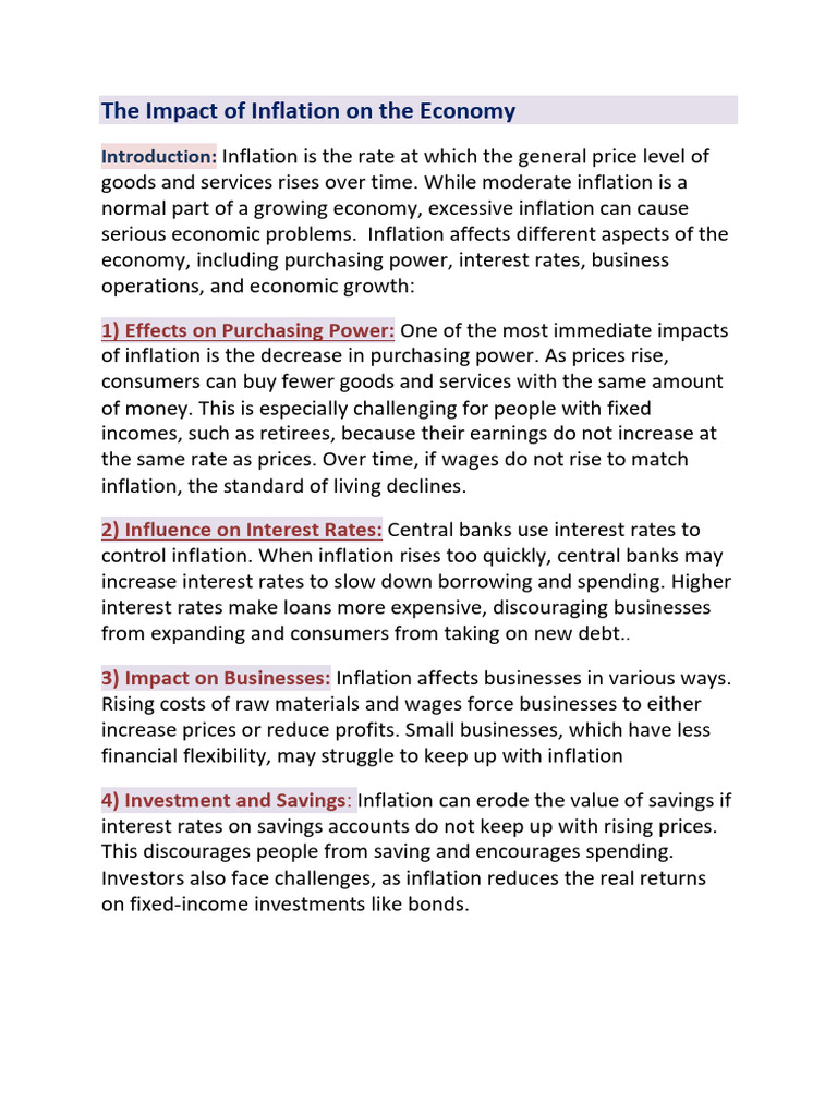 The Impact of Inflation On The Economy | PDF