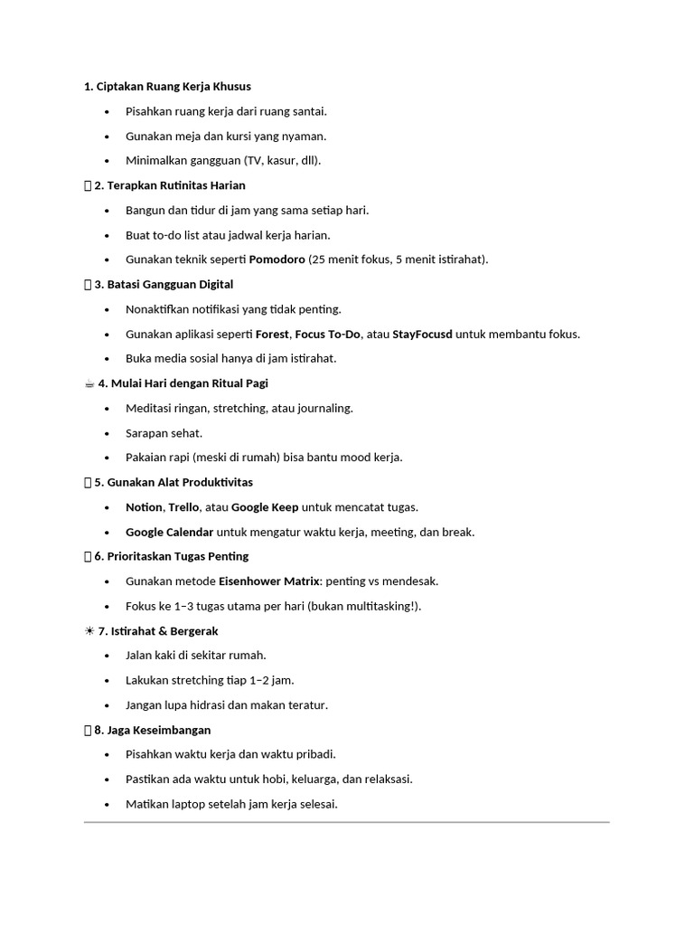 tips produktif di rumah | PDF