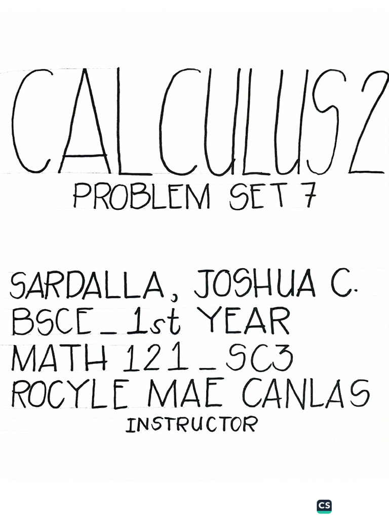 Cal 2 - Problem Set 7 | PDF