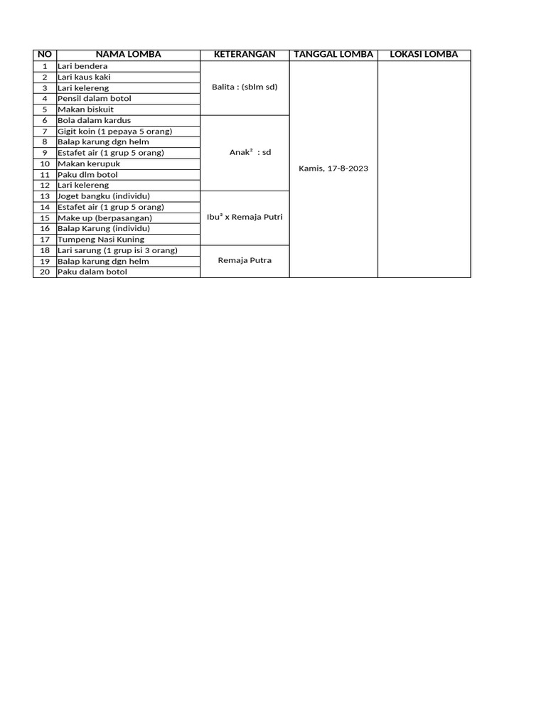 jenis lomba 17an | PDF