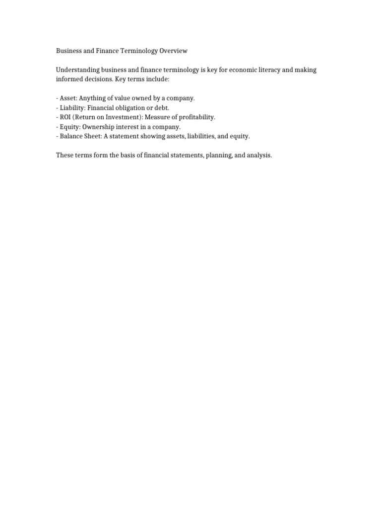 Business Finance Terms Explained | PDF