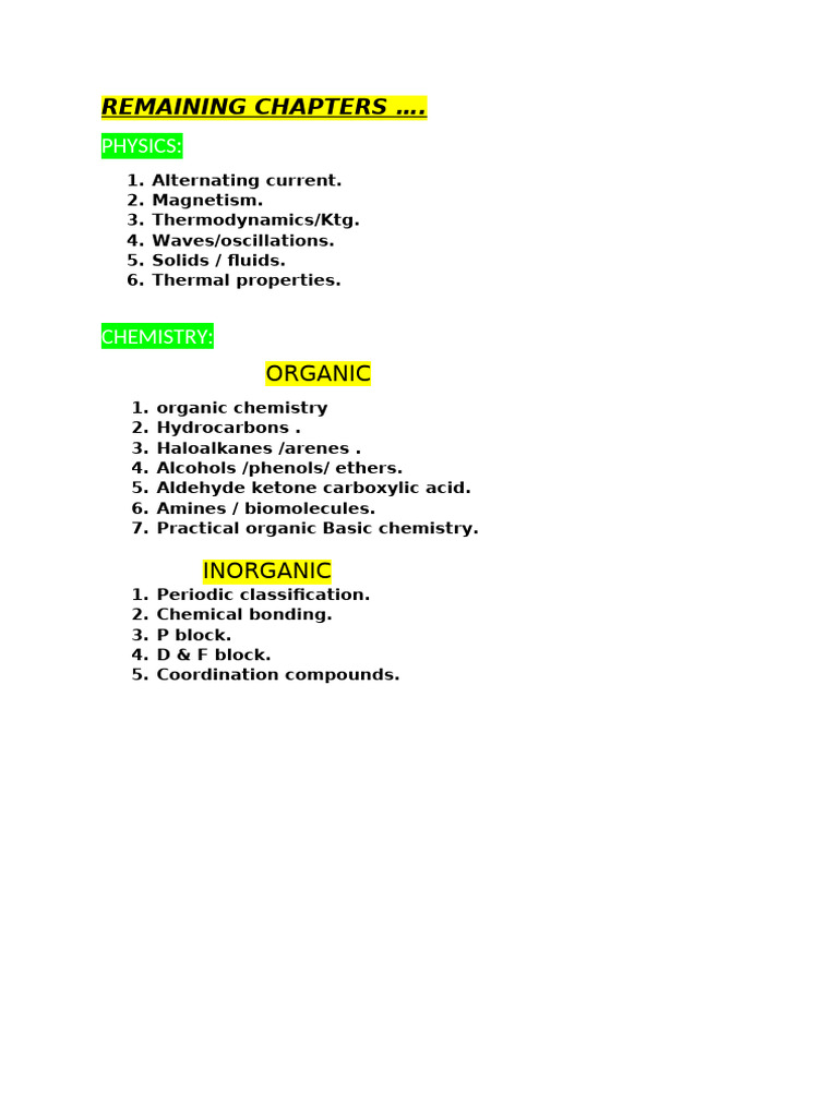 Remaining Chapters | PDF