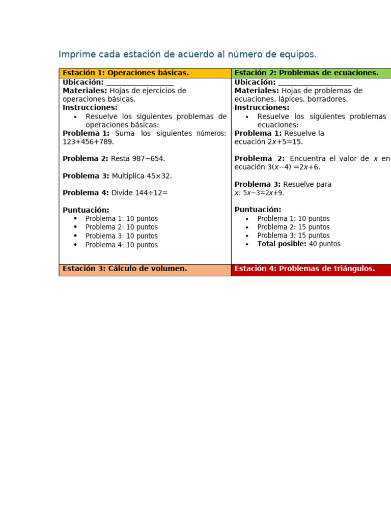 Ejercicios de Matemáticas por Estaciones | PDF | Triángulo | Rectángulo