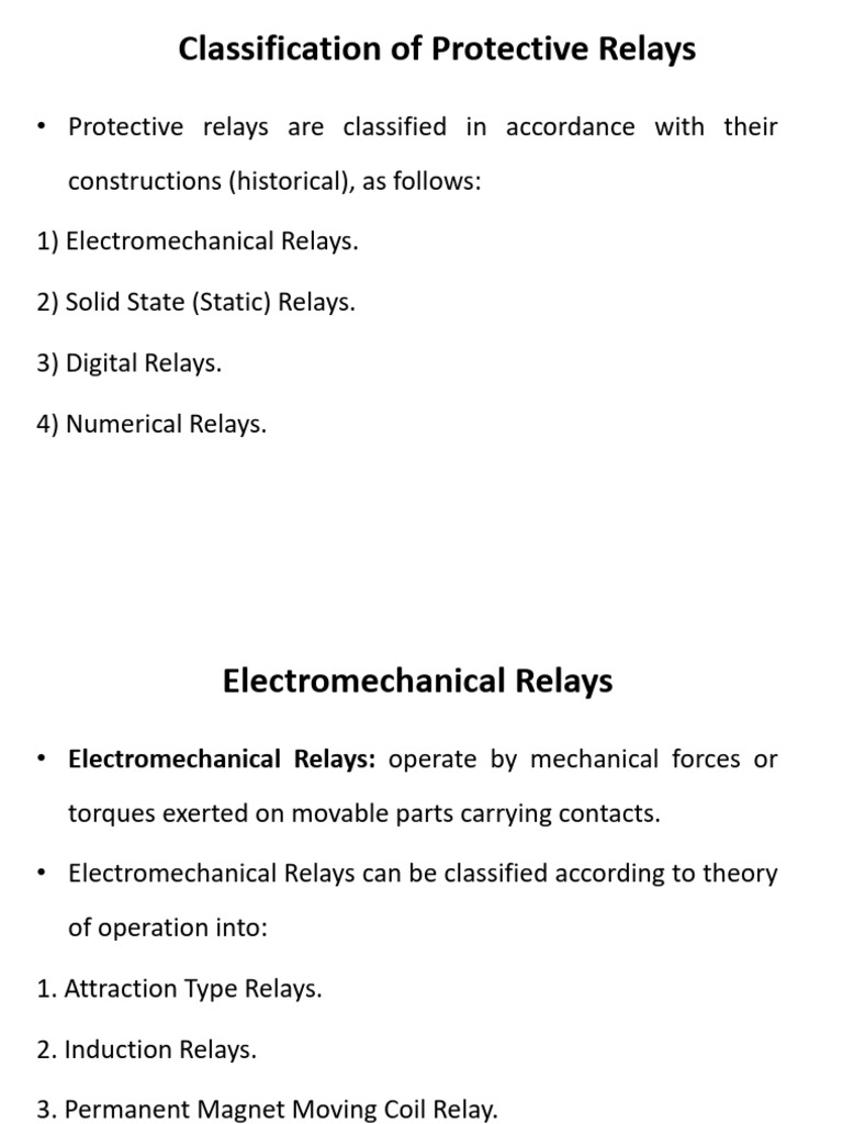 Types and Classification of Protective Relays | PDF