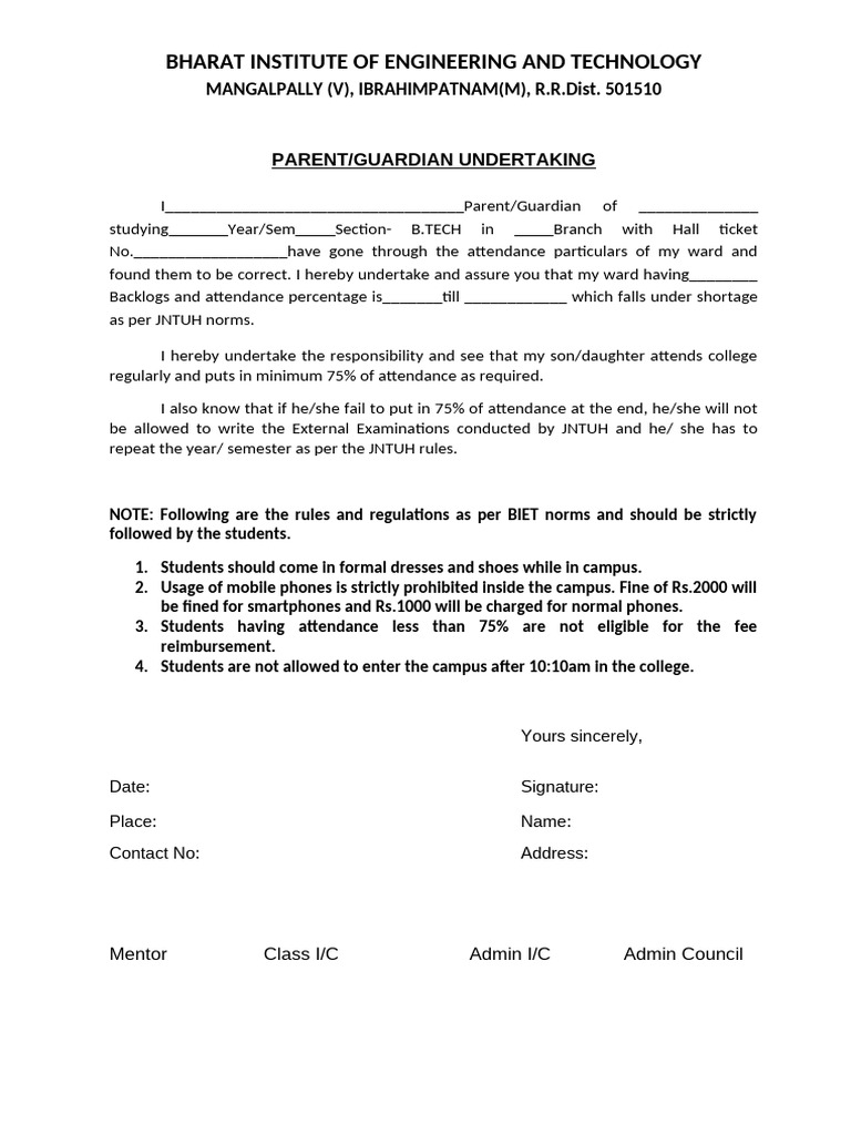 Parent Undertaking | PDF