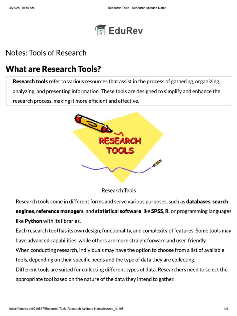 Tools of Research | PDF