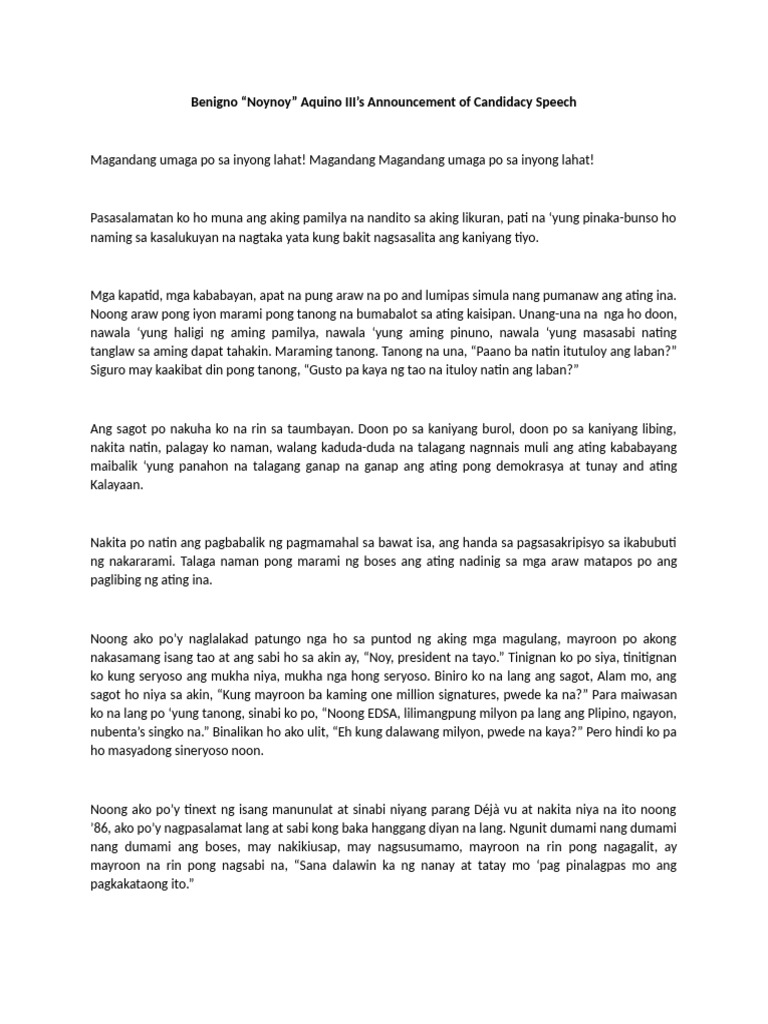 Announcement of Candidacy | PDF