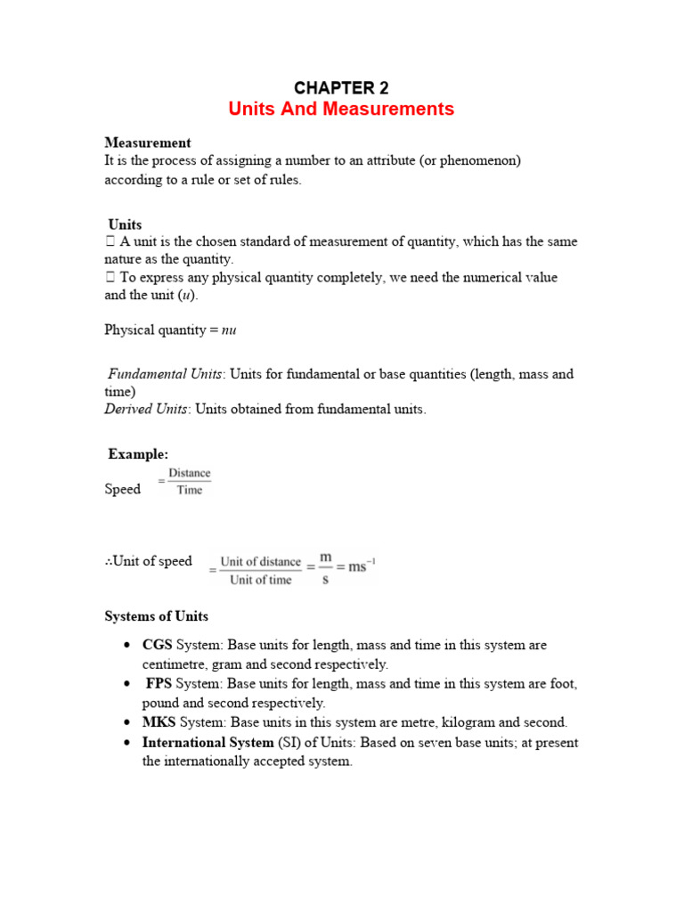 Units and Measurements - Notes | PDF | Measurement | Significant Figures