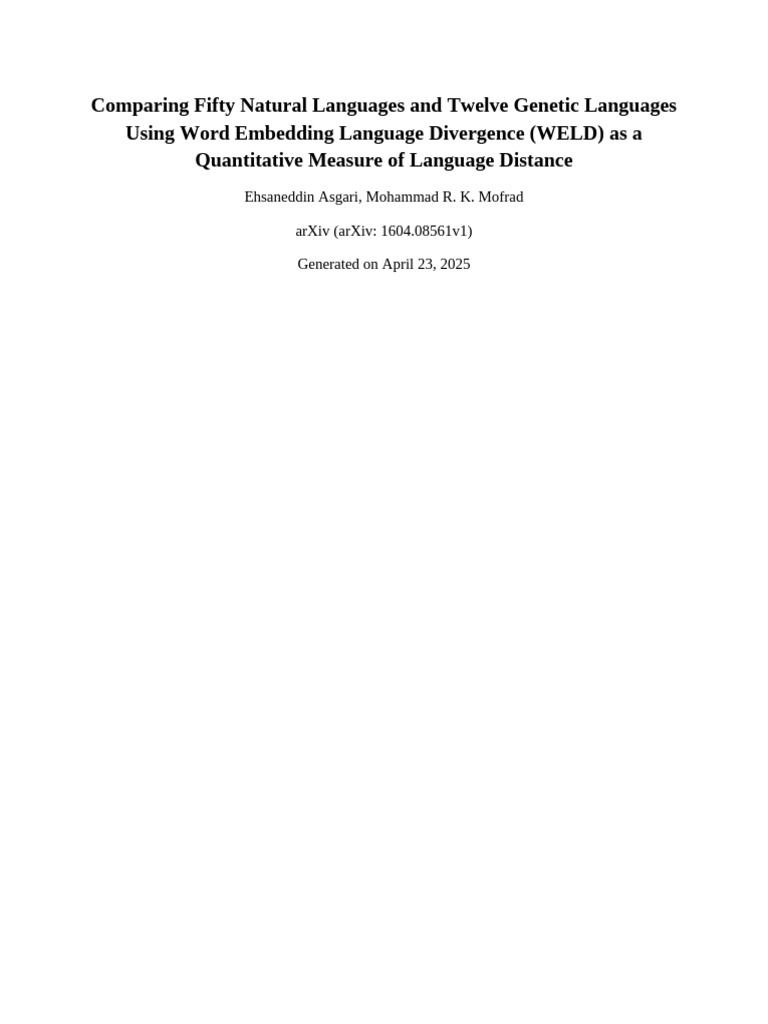 Comparing Fifty Natural Languages and Twelve Genet | PDF | Linguistics ...