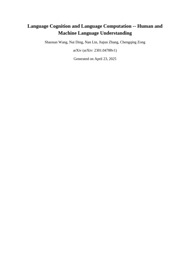 Language Cognition and Language Computation - Hum | PDF | Semantics ...