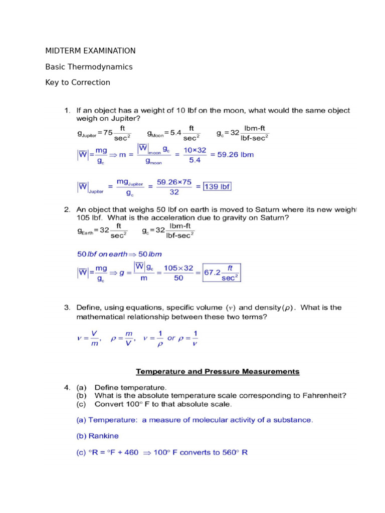 Midterm key_thermo | PDF