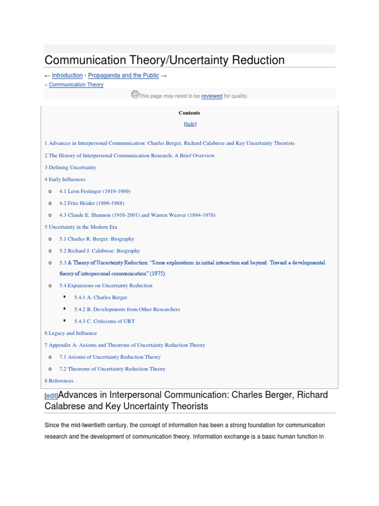 Uncertainty Reduction | PDF | Interpersonal Communication ...