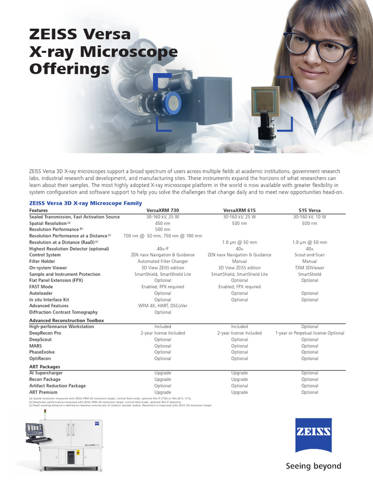 ZEISS Versa X-ray Microscope Overview | PDF | Microscope | Techniques