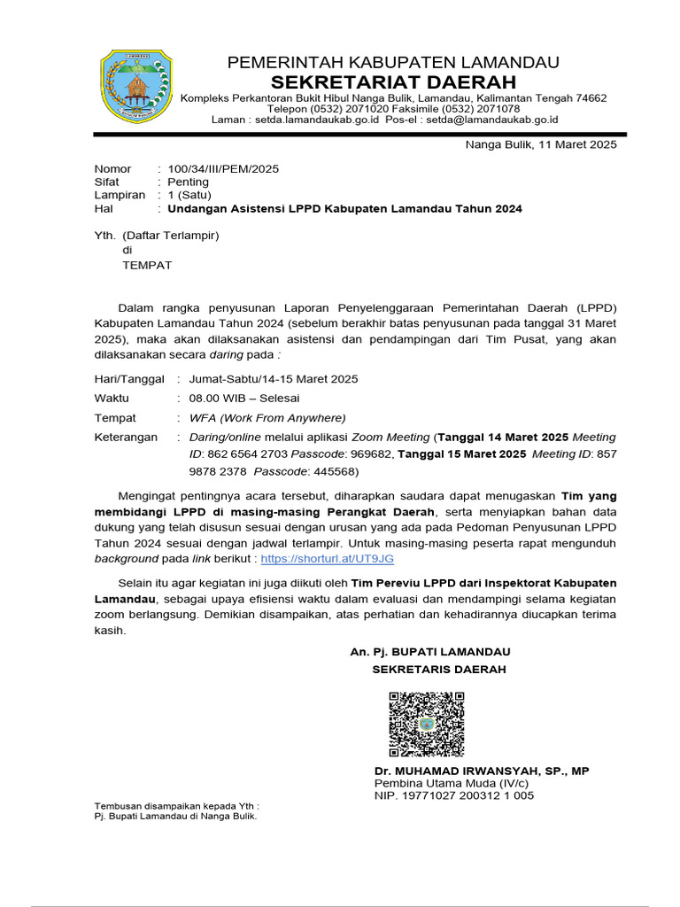 Undangan Asistensi LPPD 2024 | PDF