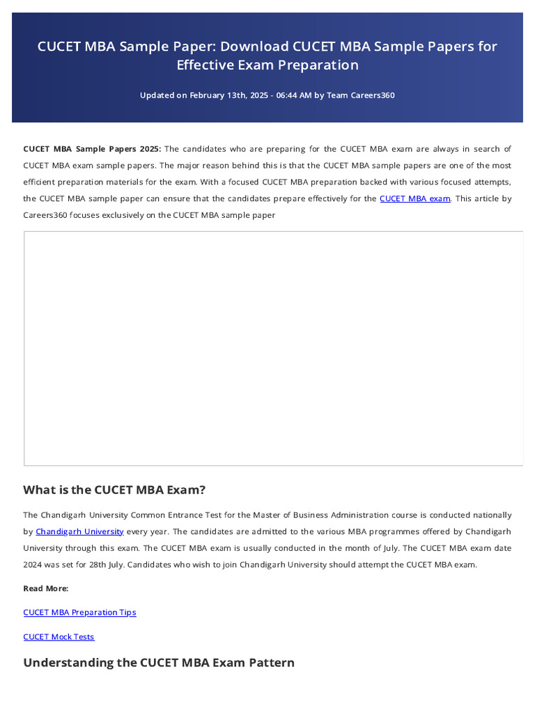 CUCET MBA Sample Papers 2025 Download | PDF | Master Of Business ...