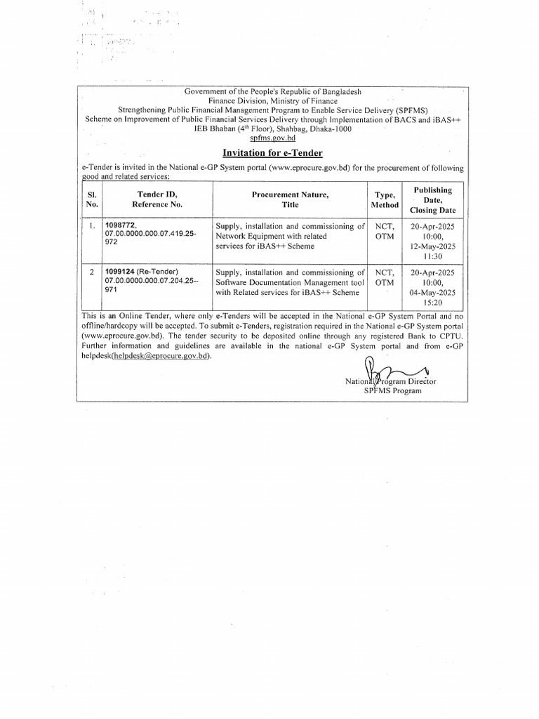 e Tender notice 19 April 2025 | PDF