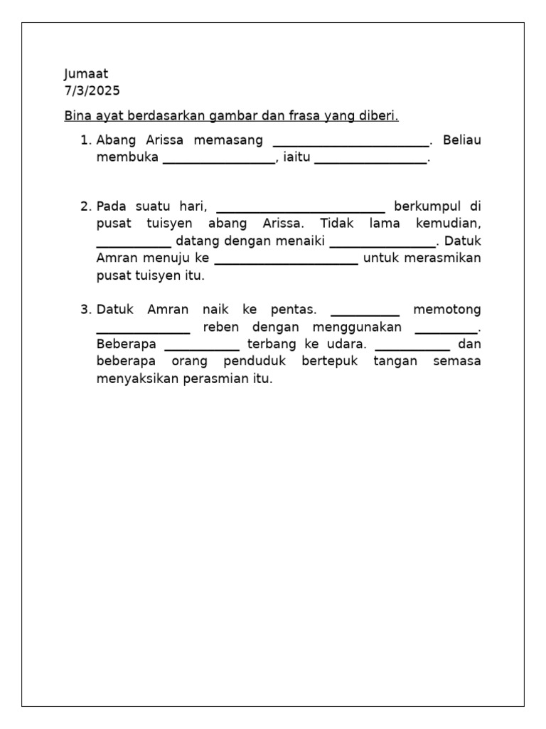 Perasmian Pusat Tuisyen Arissa | PDF