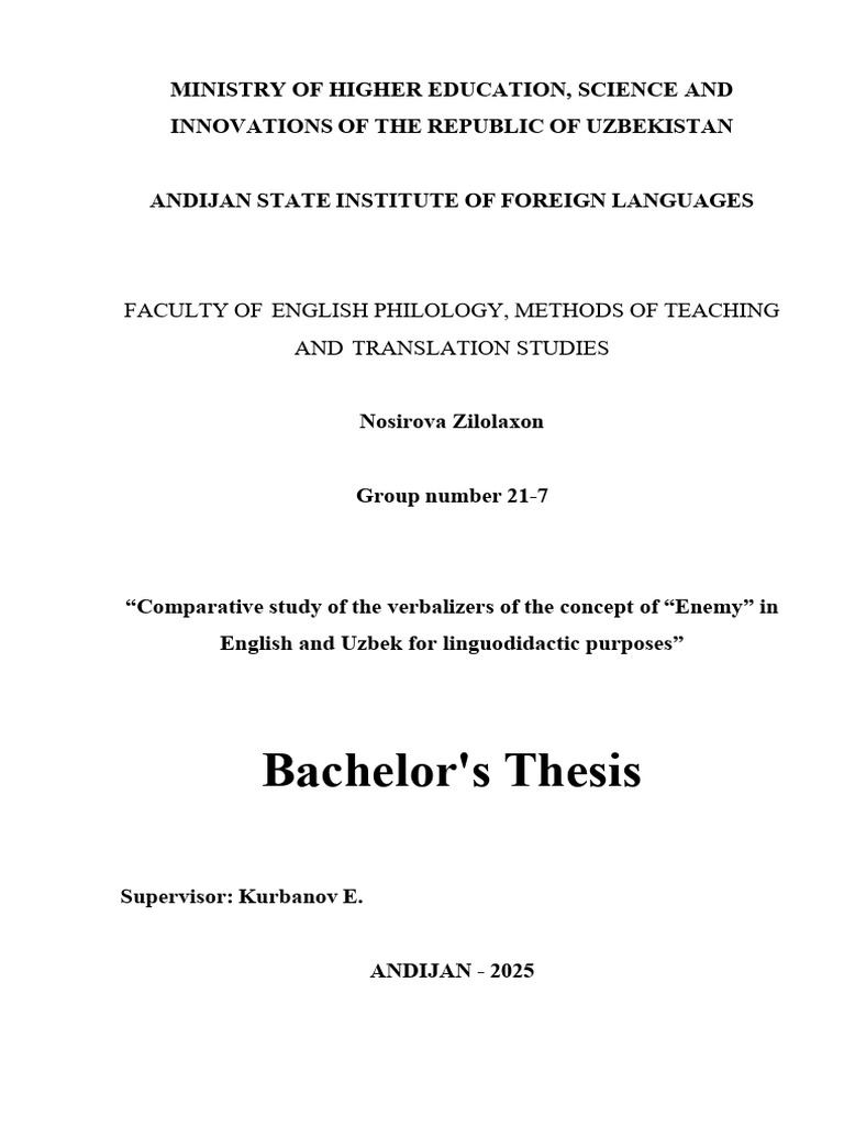 "Comparative Study of The Verbalizers of The Concept of "Enemy" in ...