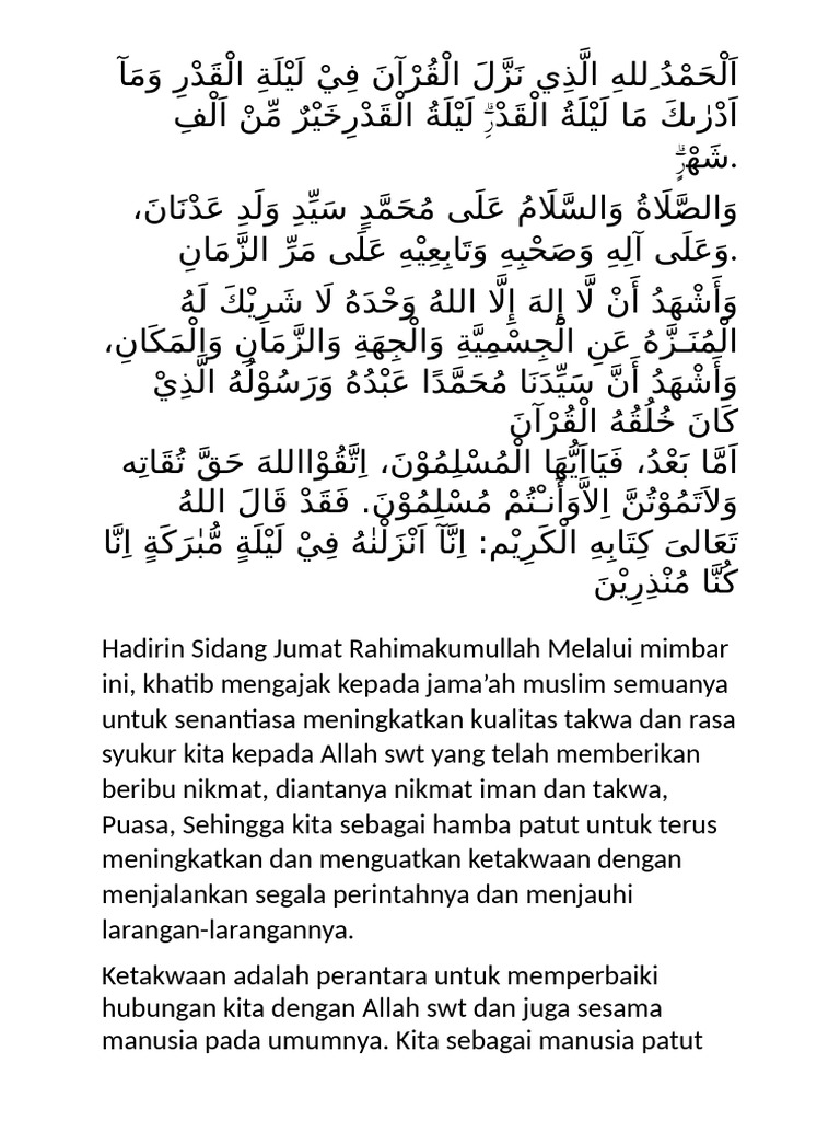 khutbah akhir ramadhan | PDF