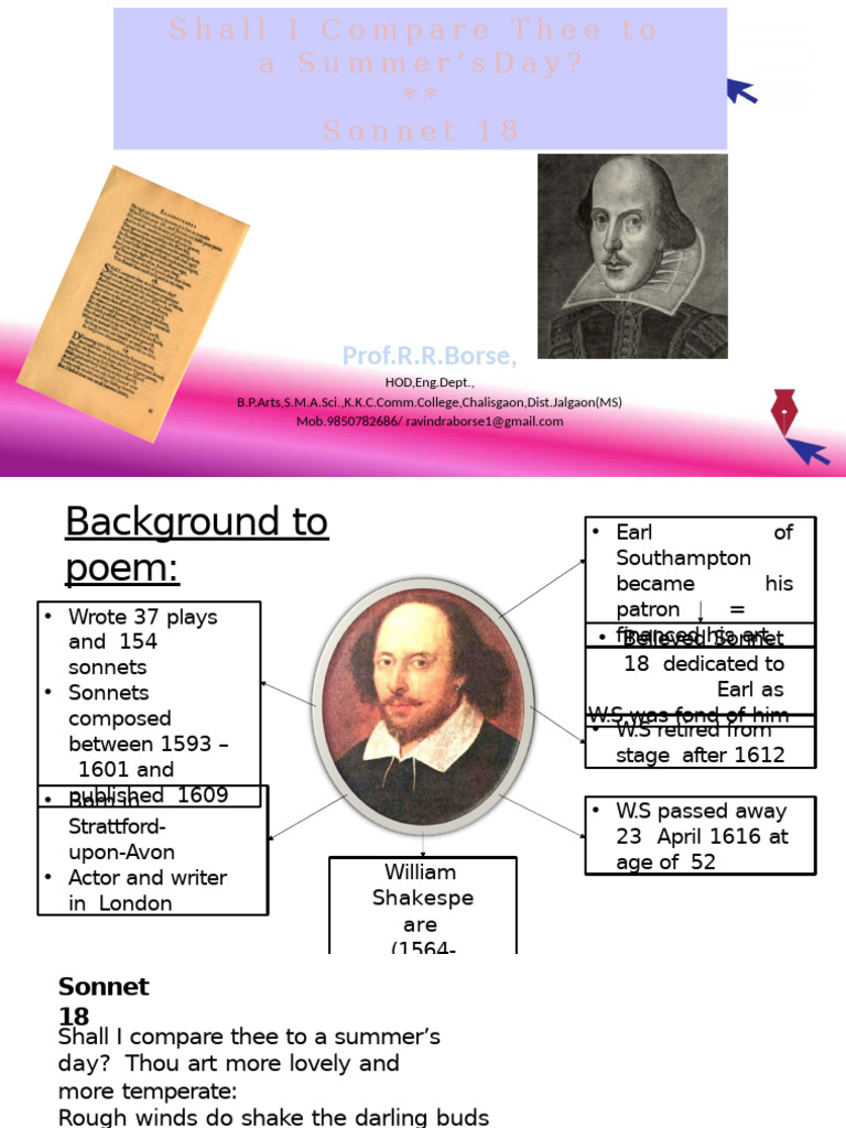 Analysis of Shakespeare's Sonnet 18 | PDF | Poetry | Stanzaic Form