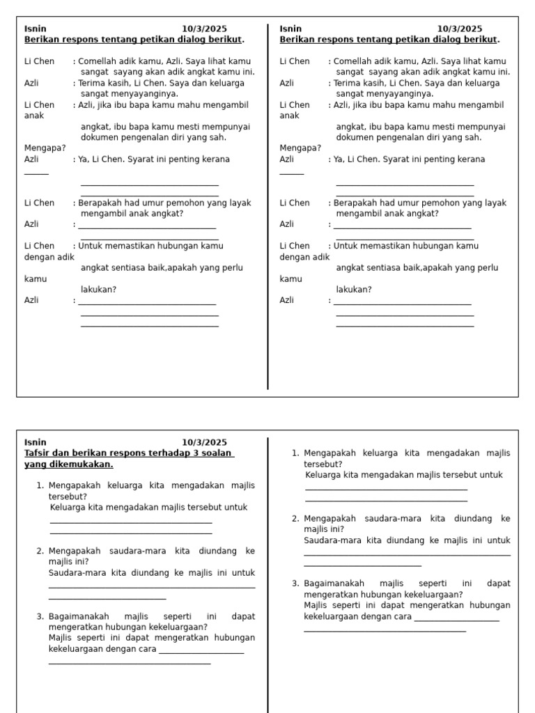 Latihan BM t6 Isnin 9 Mac 2025 | PDF