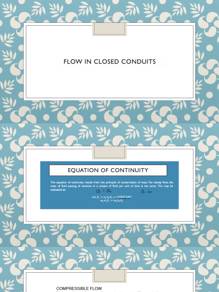 Flow in Closed Conduits Pipes | PDF | Fluid Dynamics | Process Engineering