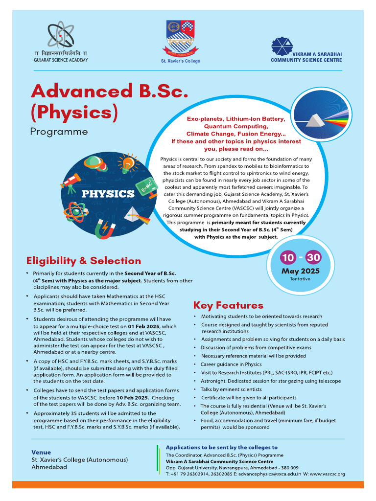 Advanced B.SC - Poster English Gujrati 2025 | PDF