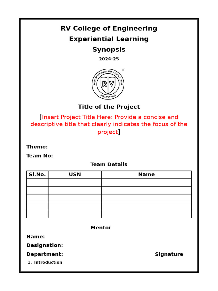 EL Synopsis Format | PDF