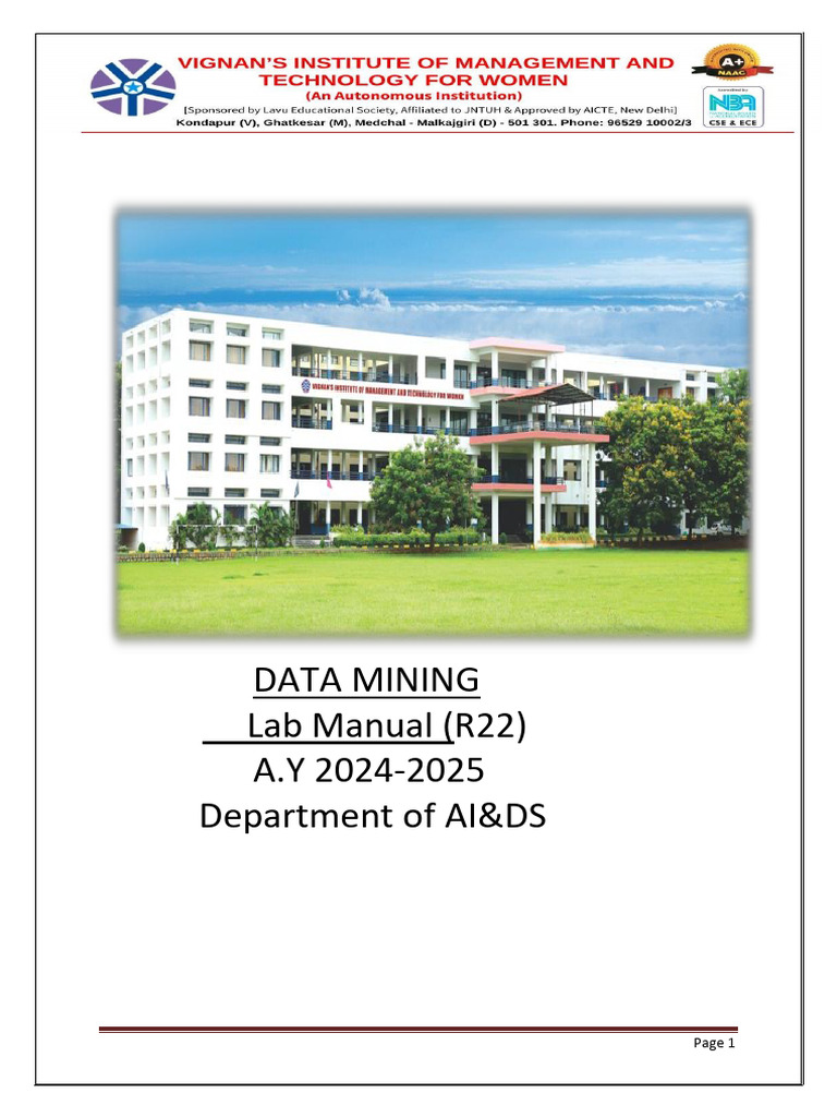 IV-i Aids Dm Lab Manual (2) | PDF | Information Technology | Information Science