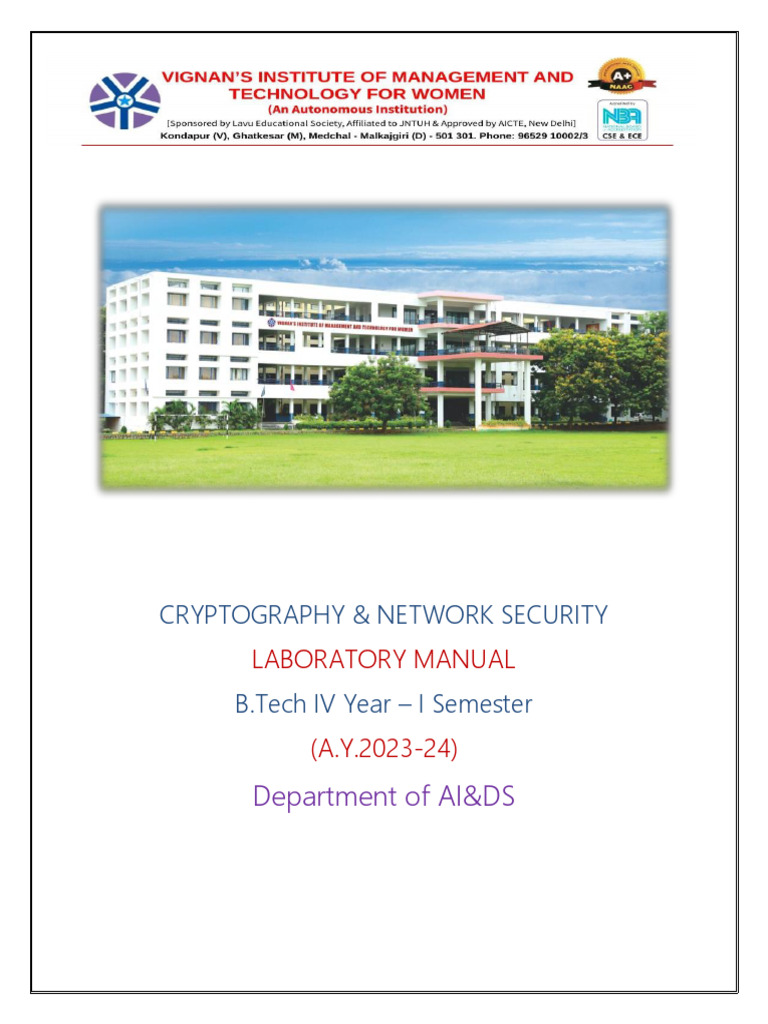 Cryptography & Network Security Lab Manual | PDF | Encryption | Engineering