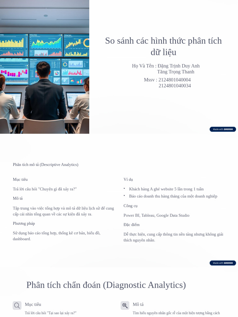 So Sanh Cac Hinh Thuc Phan Tich Du Lieu | PDF