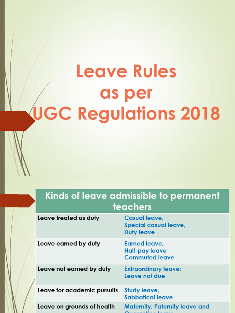 UGC Leave Rules for Teachers 2018 | PDF