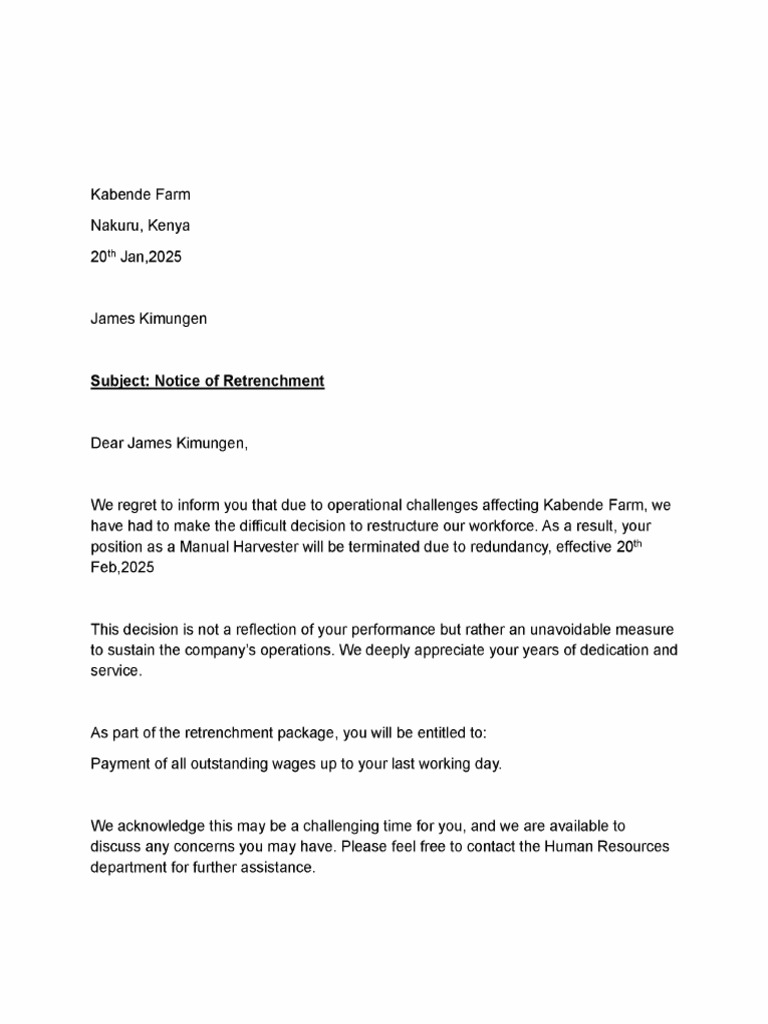 Retrenchment Letter | PDF