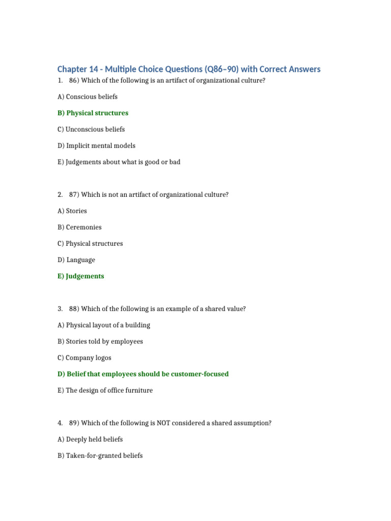 Chapter 14 MCQs Real Q86 To Q161 Complete FINAL | PDF | Organizational ...
