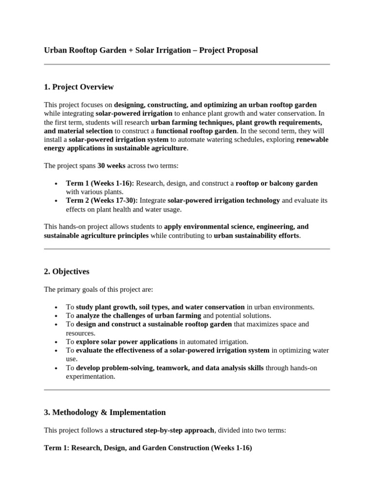 Urban Rooftop Garden Proposal | PDF | Solar Power | Irrigation