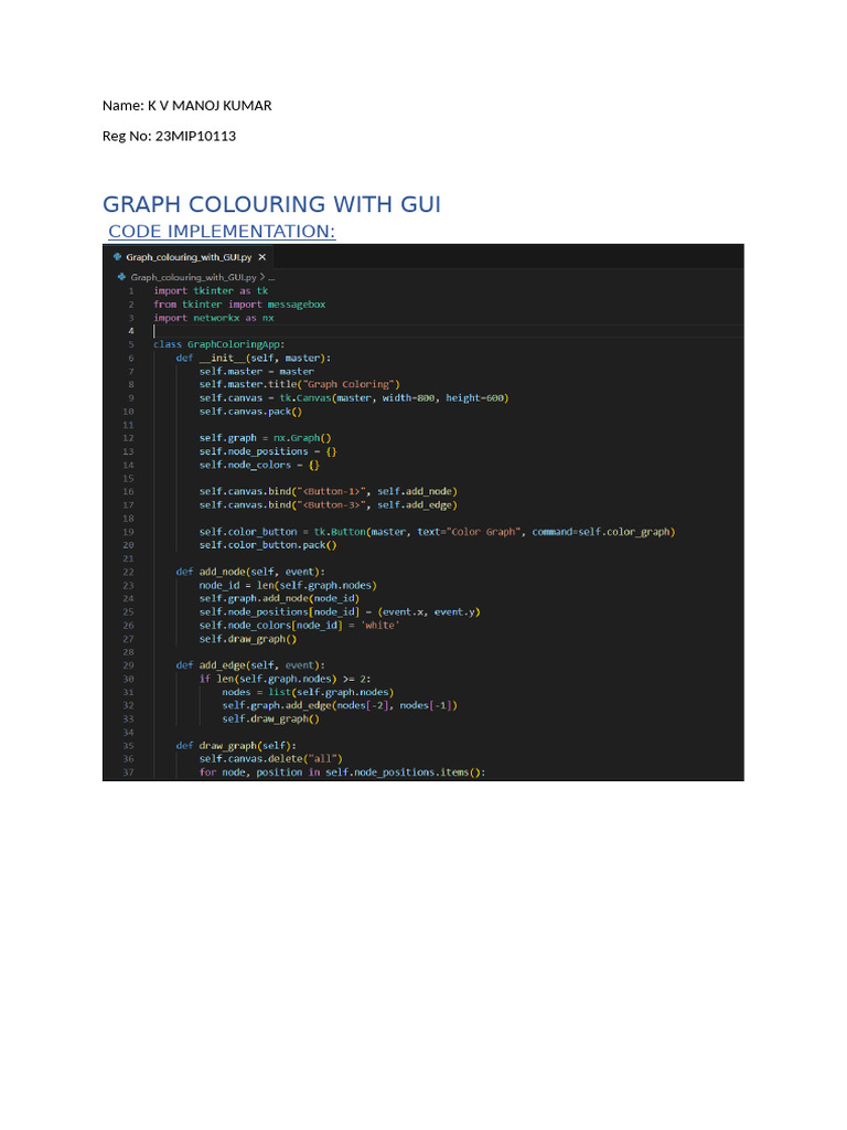 PROJECT Graph Colouring With GUI | PDF | Vertex (Graph Theory ...