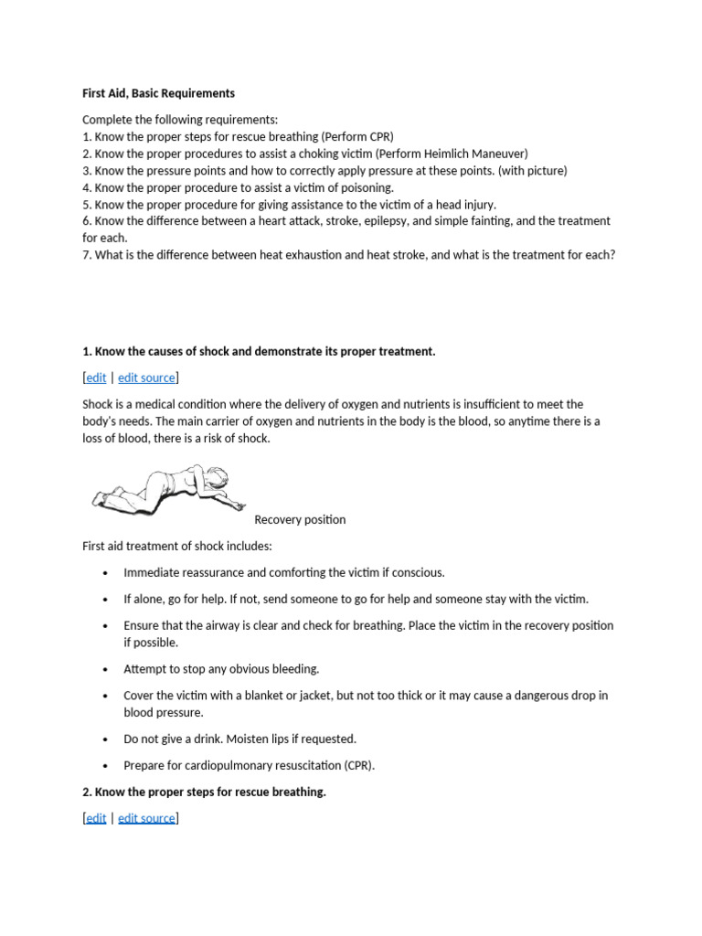 First Aid Requirements | PDF | Cardiopulmonary Resuscitation | Rabies