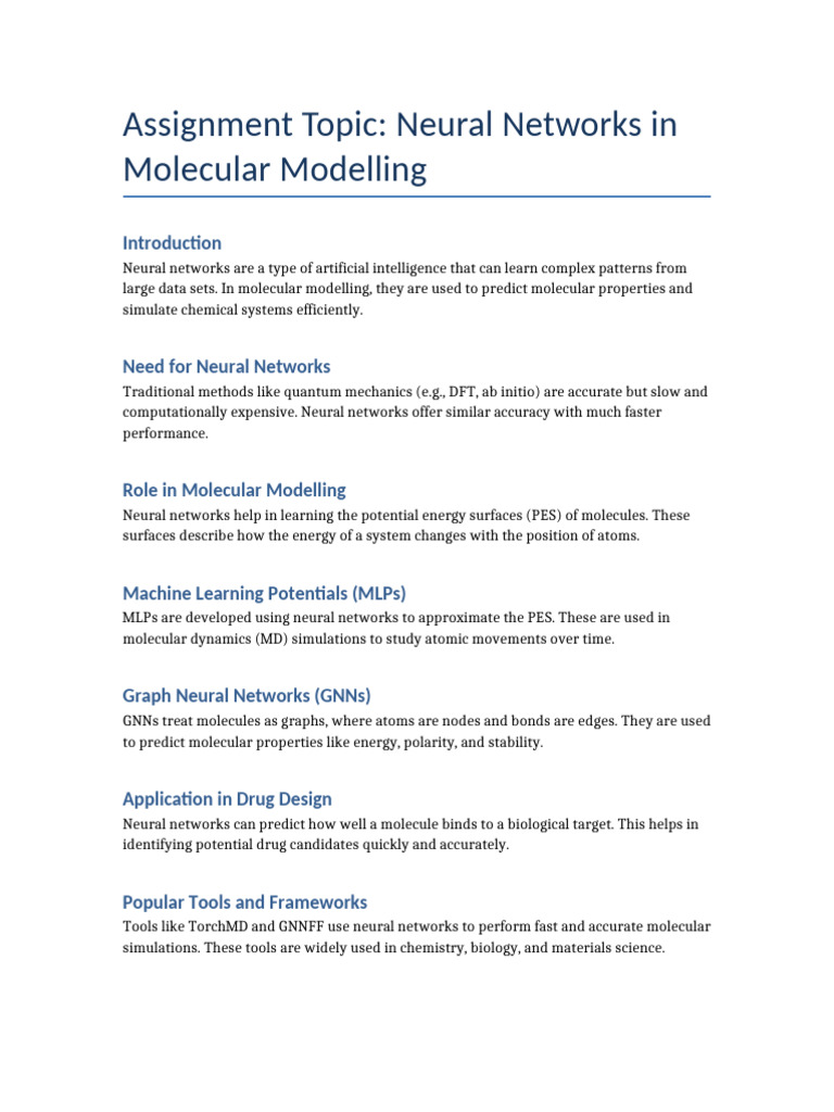 Neural_Networks_in_Molecular_Modelling_Assignment | PDF