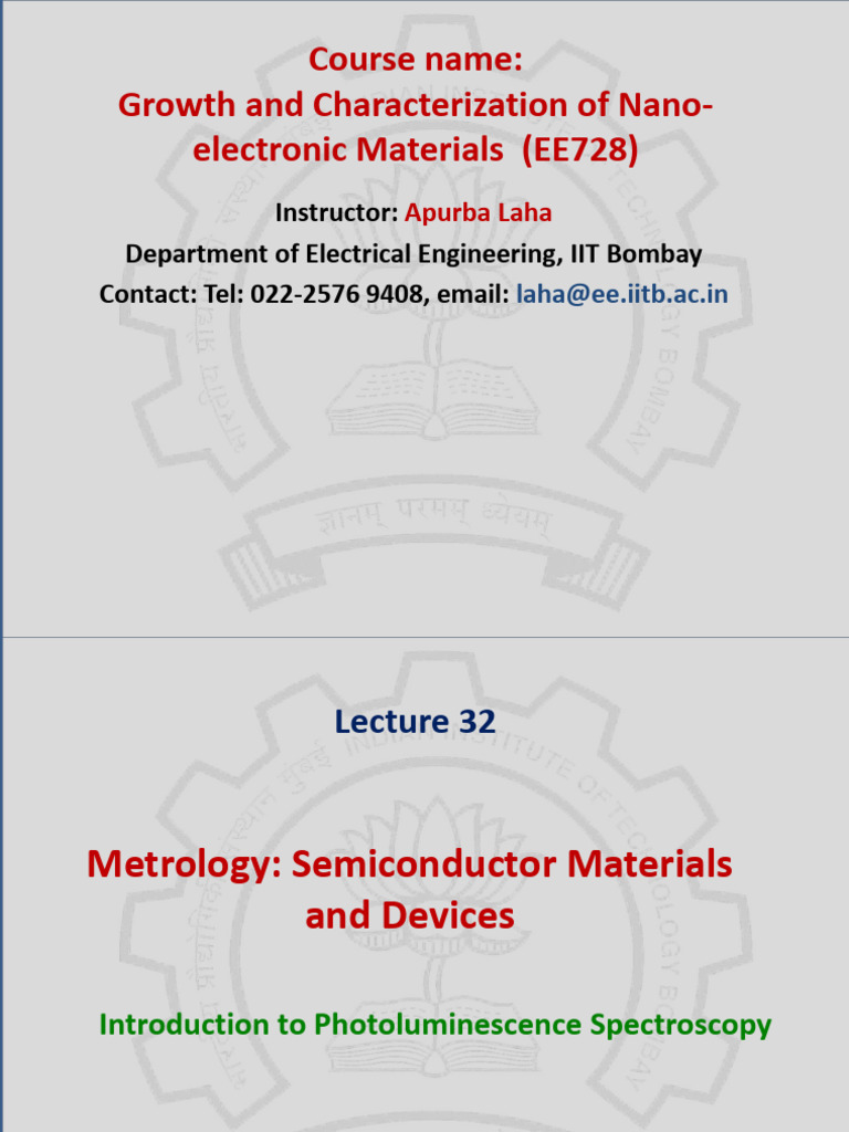 EE728 Lec 32-08-04-2025 Photoluminescence Spectros | PDF | Polarization (Waves) | Waves
